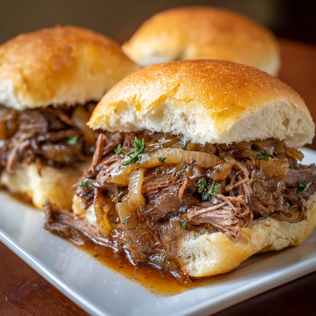 Crockpot French Onion Beef Sandwiches - tastywithyou.com