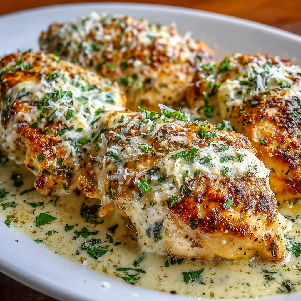 Baked Caesar Chicken with Creamy Parmesan Sauce - tastywithyou.com